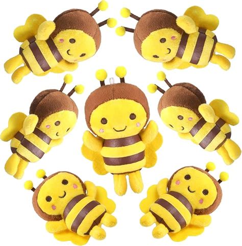 Sratte 8 Pcs 5 Inches Stuffed Bees Plush Soft Small Bee
