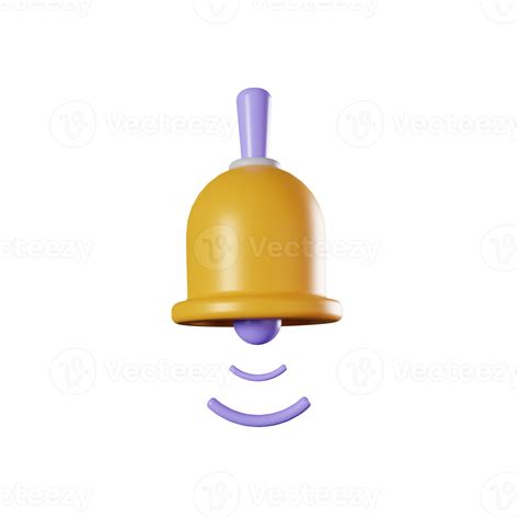 D Bell With Notification Icon Render PNG