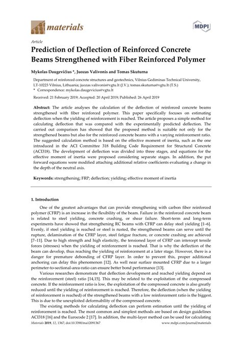 Pdf Prediction Of Deflection Of Reinforced Concrete Beams Strengthened With Fiber Reinforced