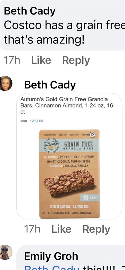 Two Texts That Are On The Same Page One Has An Image Of Granola Bar And