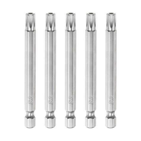 Uxcell 5pcs Security Torx Bit 14 Hex Shank 3 Long Drill Bits T35