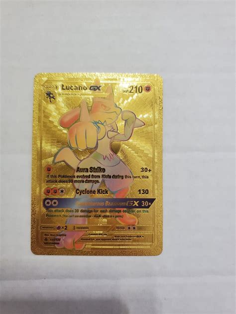 Lucario Gx Gold Foil Fan Art Pokemon Card Display Card Values MAVIN