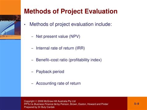 Ppt Chapter 5 Project Evaluation Principles And Methods Powerpoint