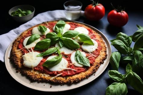 Premium Photo Cauliflower Crust Margherita Pizza With Fresh
