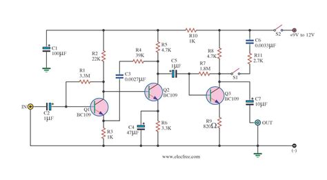 One Transistor Preamplifier Circuit Diagram