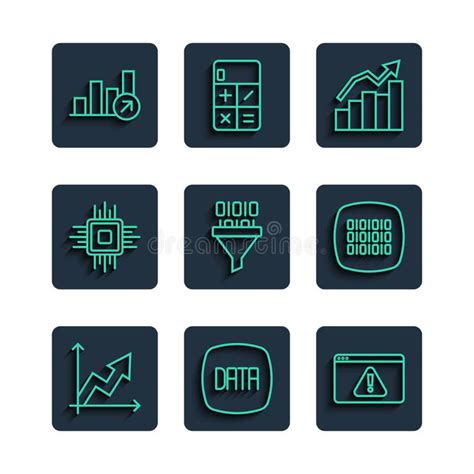 Set Line Financial Growth Data Analysis Browser With Exclamation Mark Binary Code Processor