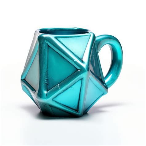 Turquoise Metal Pyramid Mug With Cubist Faceting Premium Ai Generated