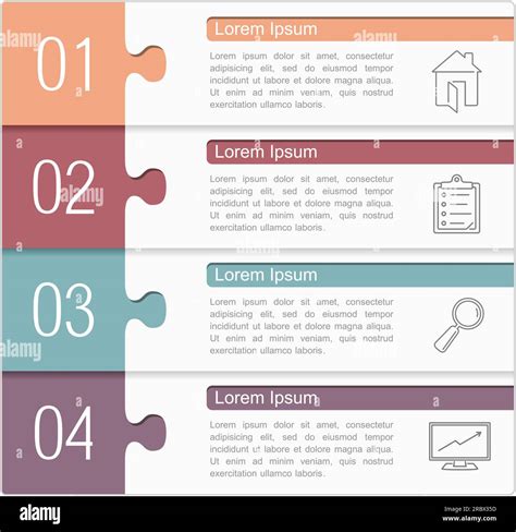 Infographic Design Template Four Puzzle Pieces With Text And Icons Vector Eps10 Illustration