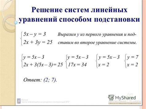 Решение систем линейных уравнений способом подстановки презентация онлайн