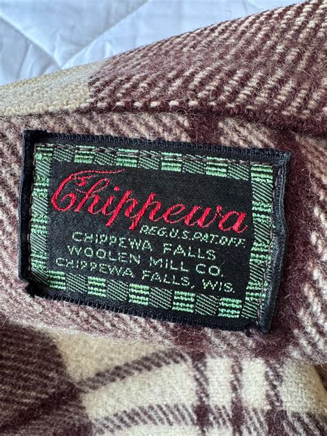 1960s Mens Chippewa Trashed Beigebrown Plaid Jacket Coat Patch
