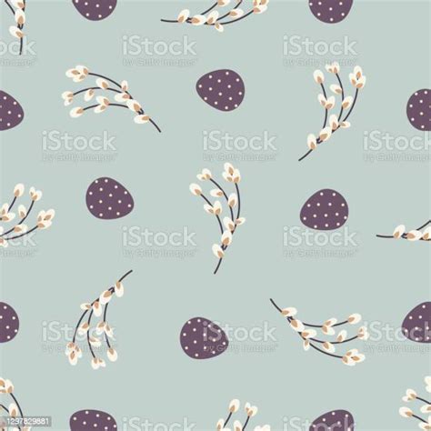 달걀과 버드 나무 나뭇 가지부활절 원활한 패턴 축제 부활절 배경 부활절 섬유 종이 인쇄를 위한 디자인 0명에 대한 스톡 벡터 아트 및 기타 이미지 Istock