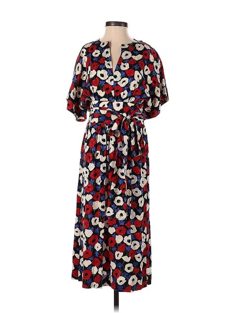 Albert Nipon Floral Motif Red Casual Dress Size 6 78 Off Thredup