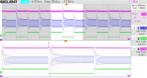 experimental waveforms under 30v e and ch1 the control voltage