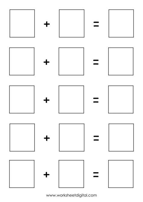 Addition Blank Template Worksheet Digital Worksheets Library