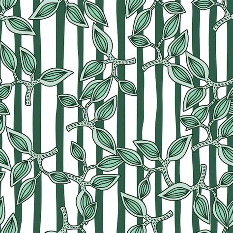 Premium Vector Seamless Pattern With Decorative Leaves Hand Drawn