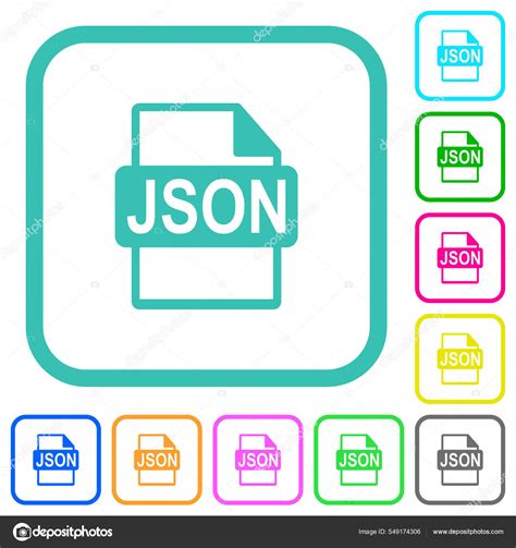 Json File Format Vivid Colored Flat Icons Curved Borders White Stock Vector Image By