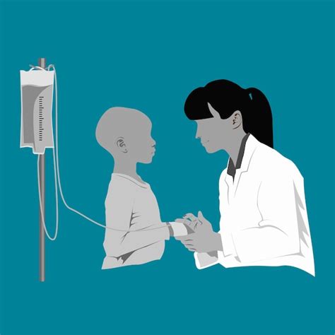 Una Silueta De Un Oncólogo Con Un Niño Que Padece Cáncer Vector Premium