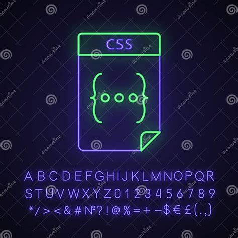 Icono De Luz De Neón Del Archivo Css Ilustración Del Vector