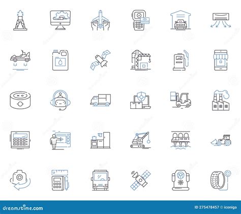 robotics line icons collection automation ai cyborg sensors