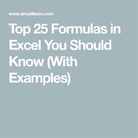 Top 25 Formulas In Excel You Should Know With Examples In 2022