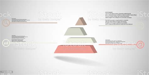 3d 그림 인포 그래픽 템플릿입니다 엠보싱 된 삼각형은 4 개의 색상 이동 부분으로 나뉩니다 개체는 회색 흰색 배경에 배치