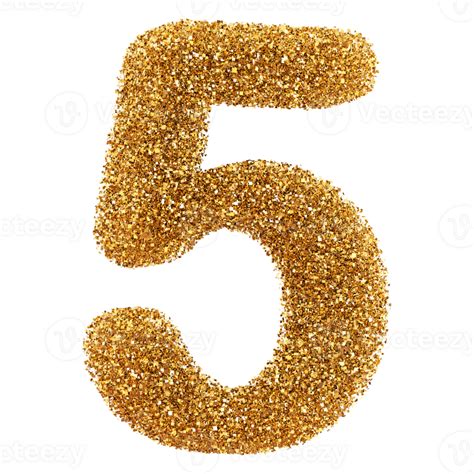 Golden Glitter 3d Number 5 46645992 Png