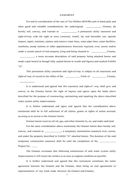 Utility Easement Agreement Template Fill Online Printable Fillable