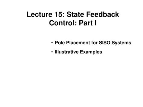 PPT Lecture State Feedback Control Part I PowerPoint Presentation ID