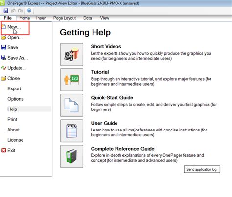 creating a new project view via pull operation onepager express for