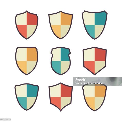 Collection Of Color Shields In Flat Design Stock Illustration Download Image Now Arm Award
