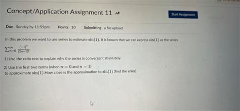 solved concept application assignment 11 a start assignment