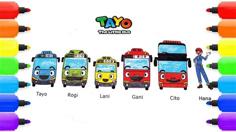 How To Draw The Tayo Rogi Lani Gani Cito And Hana Tayo The Little Bus