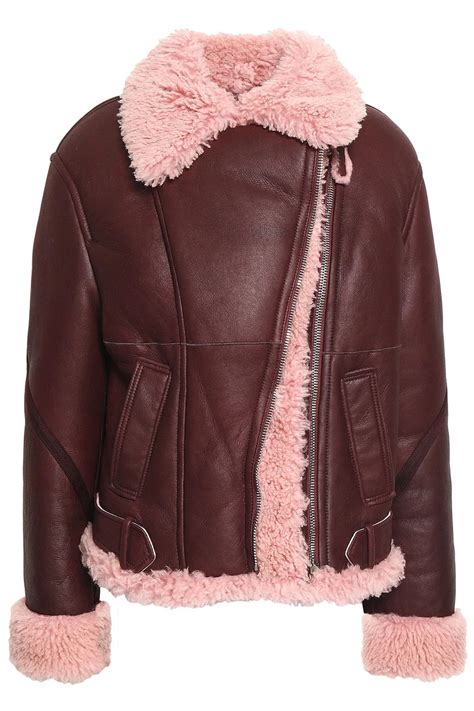 Burgundy Shearling Lined Leather Fur Jacket Maker Of Jacket