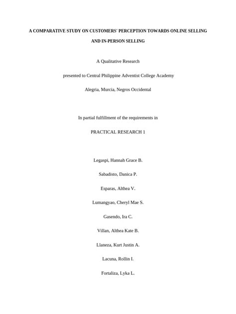 A Comparative Study On Customers Perception Towards Online Selling and in | PDF