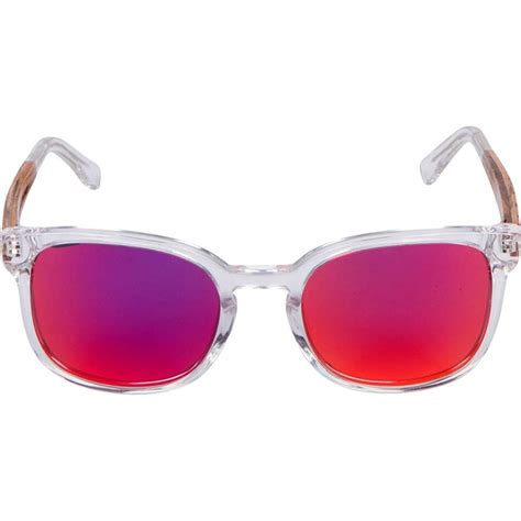 Clear Acetate Sunglasses With Polarized Lens In Wood Display Box
