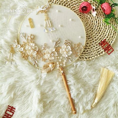 Himstory retro chinês fã de seda bordado dança fãs casamento nupcial