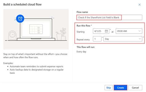 power automate check if field is blank [sharepoint excel and trigger