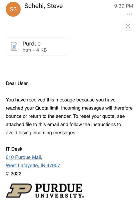 Purdue Quota Limit Scam R Purdue