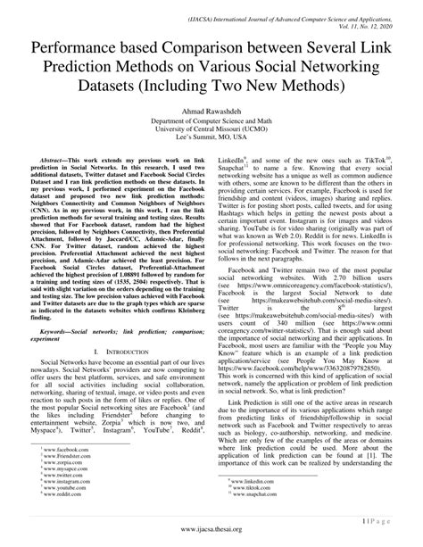 pdf performance based comparison between several link prediction