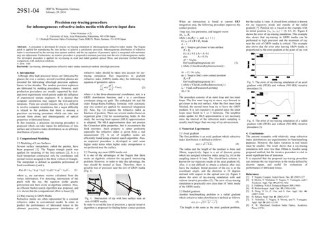 Pdf Precision Ray Tracing Procedure For Inhomogeneous Refractive