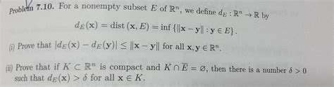 solved problem 7 10 for a nonempty subset e of rn we