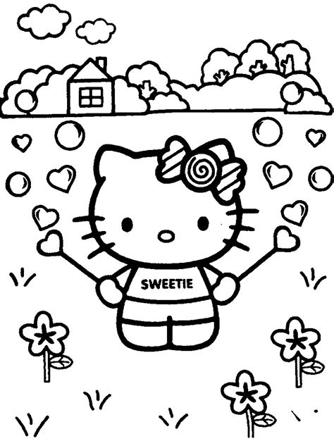 Latihan Mewarna Hello Kitty Contoh Gambar Warna Mewarnai Hello Kitty