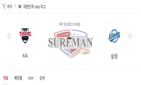 2023년 10월9일 기아 Vs 삼성kbo 누구보다 빠른 힘찬 분석 슈어맨
