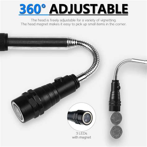 Functional Telescopic Magnetic Led Light Is Extendable And Has