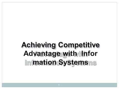 정보시스템을 통한경쟁우위 달성 영문