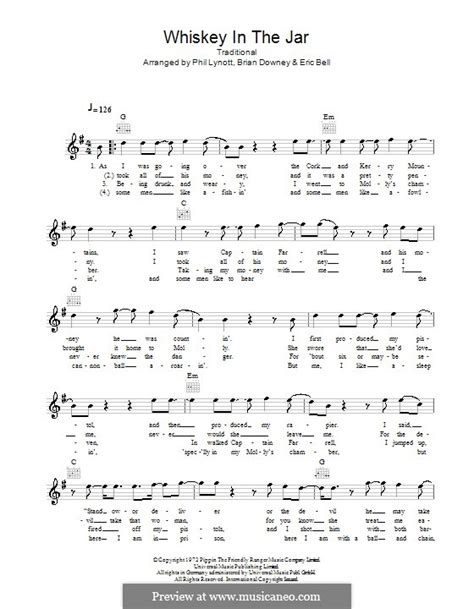 Whiskey In The Jar By Folklore Sheet Music On Musicaneo
