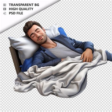Premium Psd European Man Napping 3d Cartoon Style White Background Is