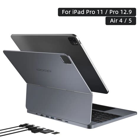 Doqo 2022 알루미늄 합금 아이패드 에어 4 5 프로 블루투스 매직 키보드 케이스 허브 기능 7 인 1 11 인치 12 9 인치 케이스 Aliexpress