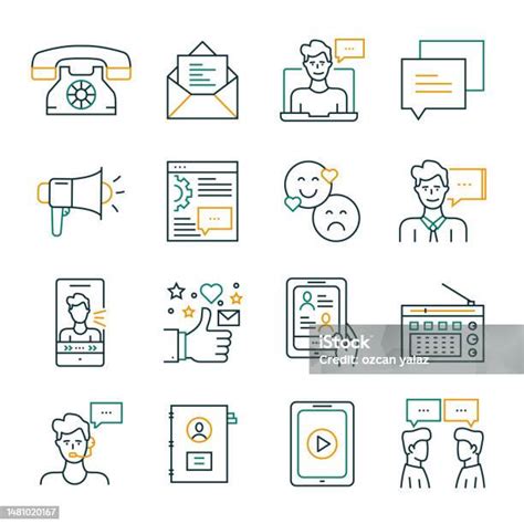 통신 회선 아이콘 편집 가능한 스트로크 전화 팩스 채팅 이메일 Sms 우편에 대한 스톡 벡터 아트 및 기타 이미지 우편