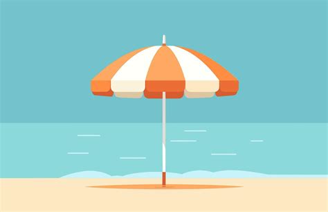 Beach Umbrella Vector Illustration Colorful Umbrella With Beach